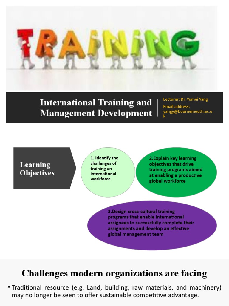 International Training and Management Development: Lecturer: Dr. Yumei ...