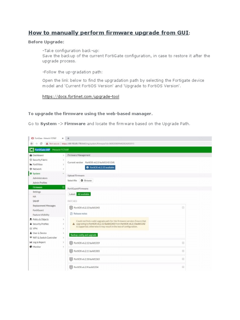 How To Manually Perform Firmware Upgrade From GUI - Fortinet | PDF How To Manually Perform Firmware Upgrade From GUI - Fortinet | PDF