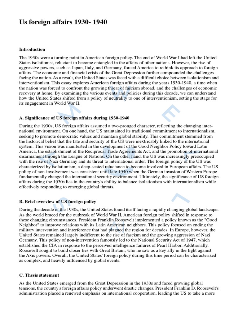 Us Foreign Affairs 1930 - 1940 | PDF | Franklin D. Roosevelt | Foreign ...