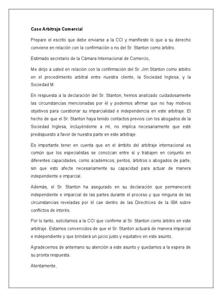 Caso Arbitraje Comercial | PDF | Arbitraje