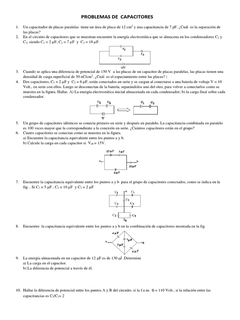 Problemas de Capacitores | PDF | Condensador | Capacidad