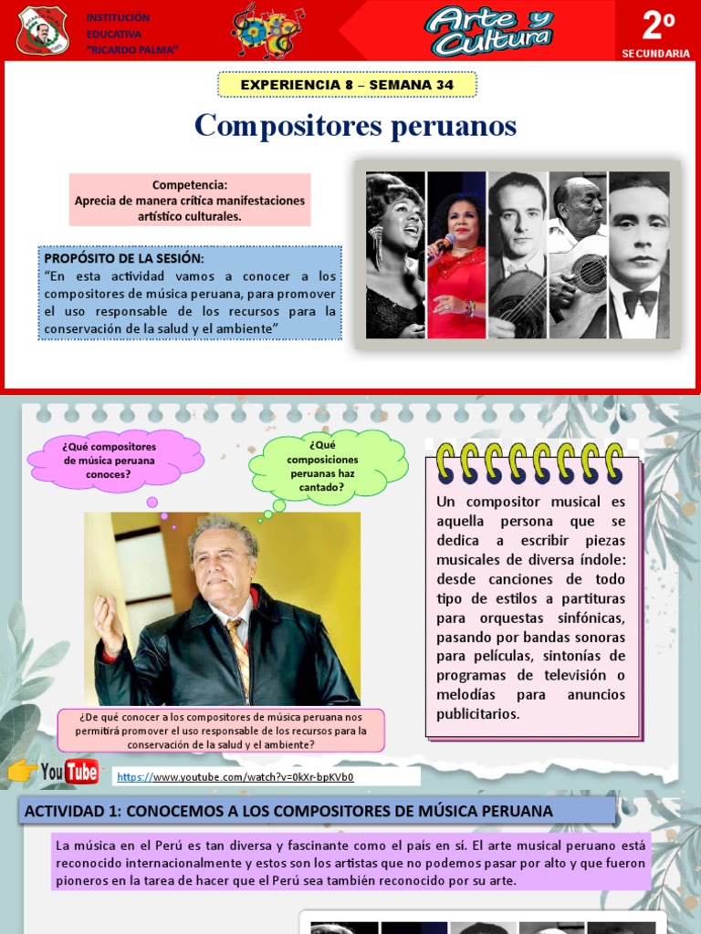 Compositores Peruanos: Experiencia 8 - Semana 34 | PDF | Perú ...
