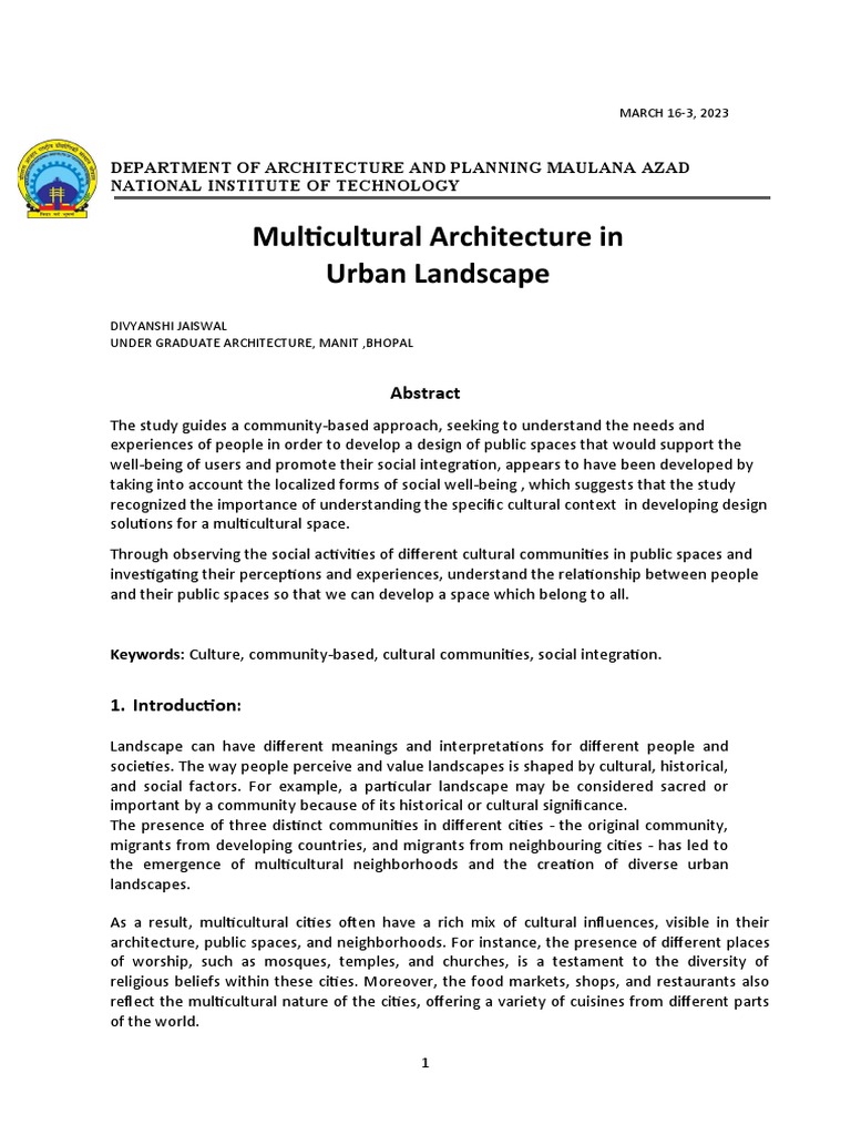 Multicultural Architecture in Urban Landscape | PDF | Community ...
