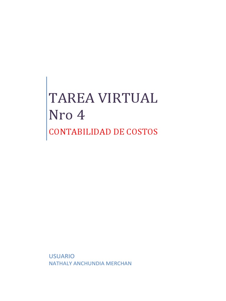 Tarea Virtual 4 Costos | PDF