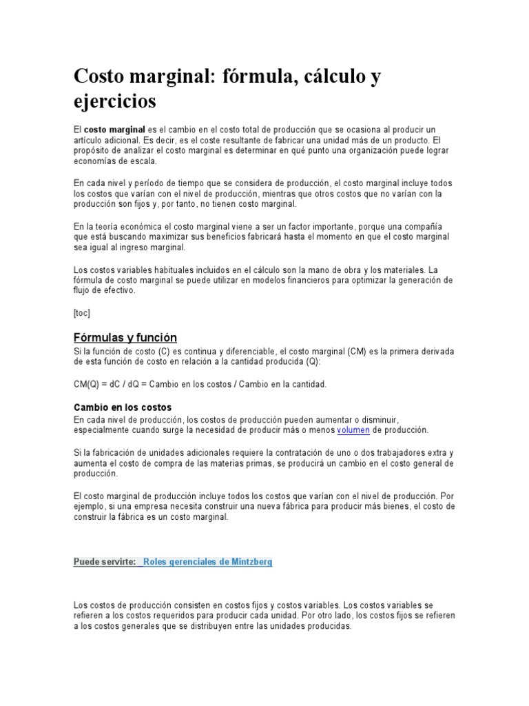 Costo Marginal | PDF | Costo marginal | Costo
