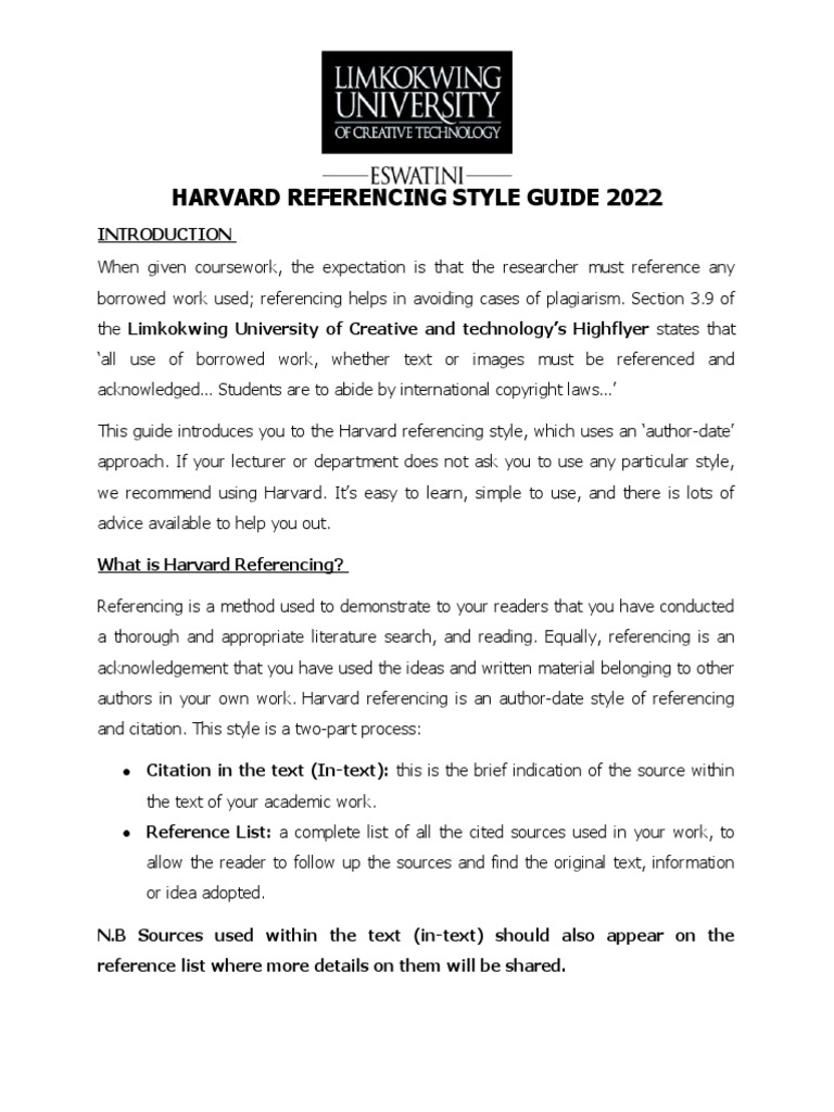 Harvard Referencing Style Guide 2022 Final | Download Free PDF ...