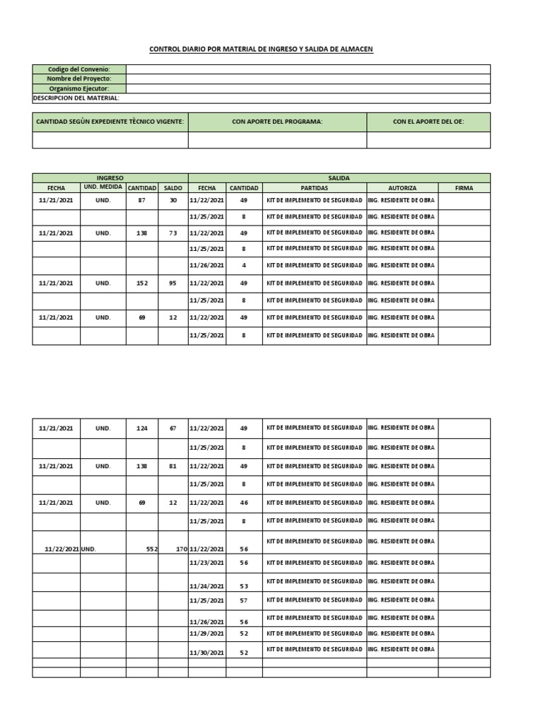 Formatos de Almacen | PDF