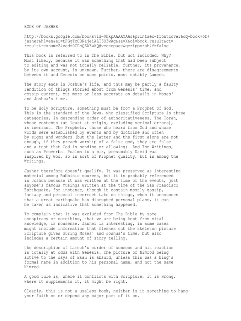 Book of Jashar Pros and Cons | PDF | Biblical Inerrancy | Bible