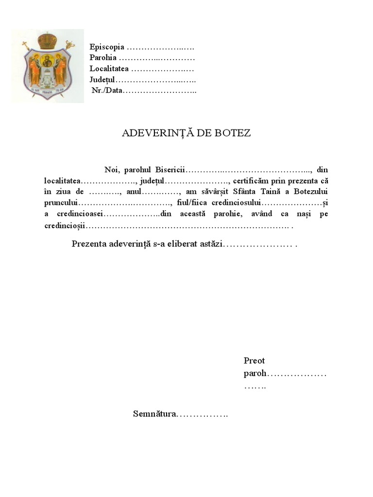 Adeverinta Botez | PDF Adeverinta Botez | PDF