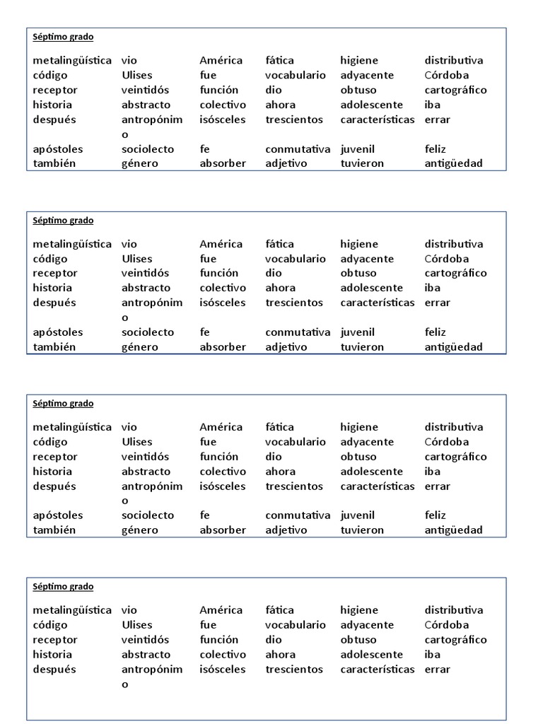 Dictado de palabras para séptimo grado | PDF | Ciencias sociales