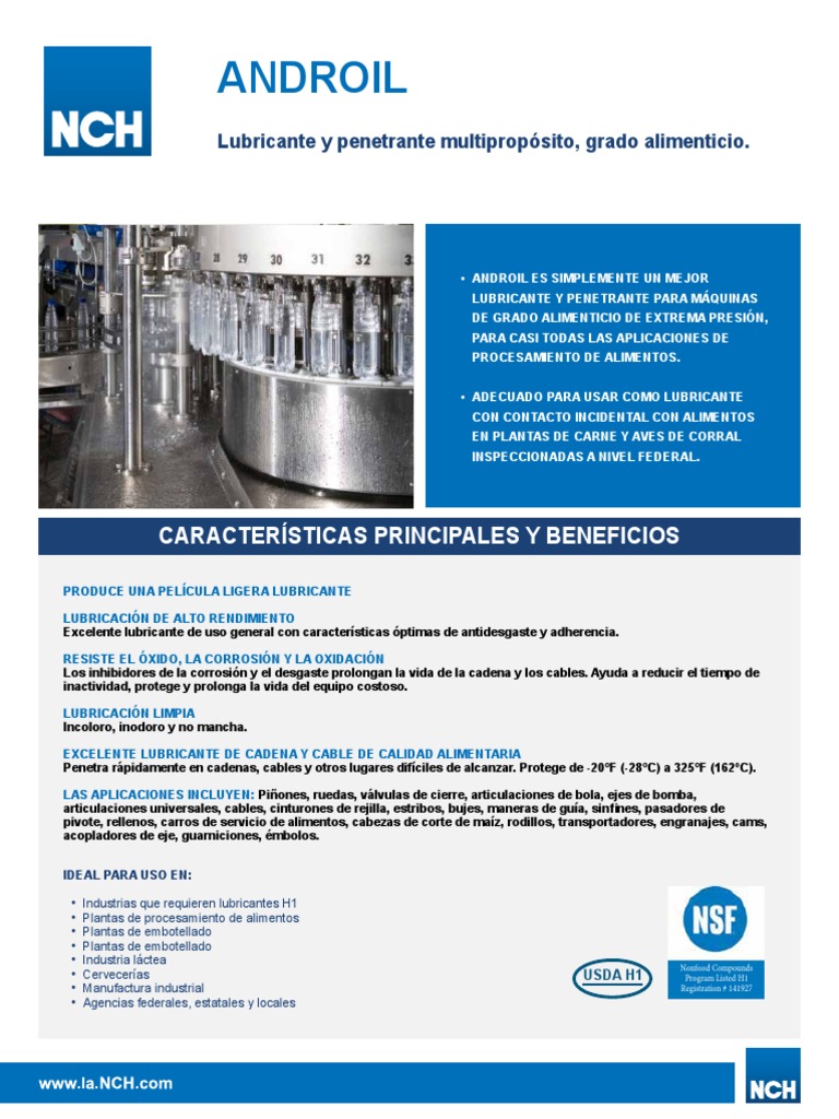 NCH Lub La 5305 Androil 2017 | PDF | Lubricante | Alimentos