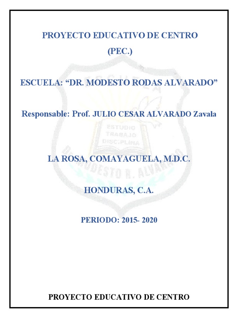 Pec Escuela Dr. Modesto Rodas Alvarado 2019 | PDF | Plan de estudios ...