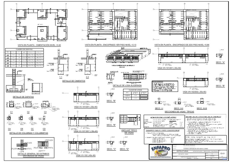 E-01 Estructuras Cimentacion y Encofrados - Rev1 | PDF | Elementos arquitectónicos | Edificios y ...