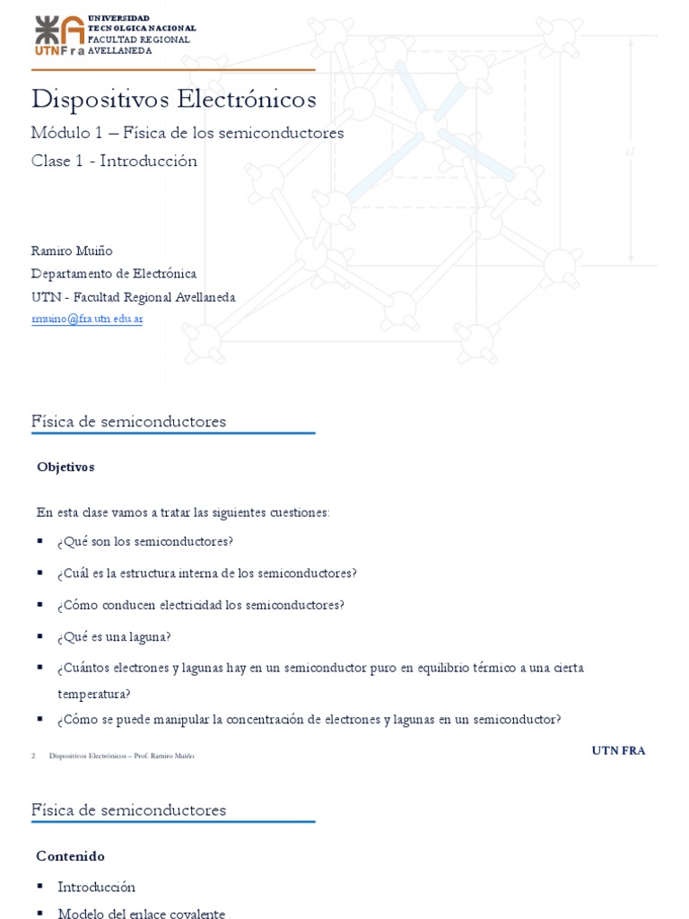 Clase 1 - Física de Semiconductores-Intro | PDF | Semiconductores | Dopaje (semiconductor)