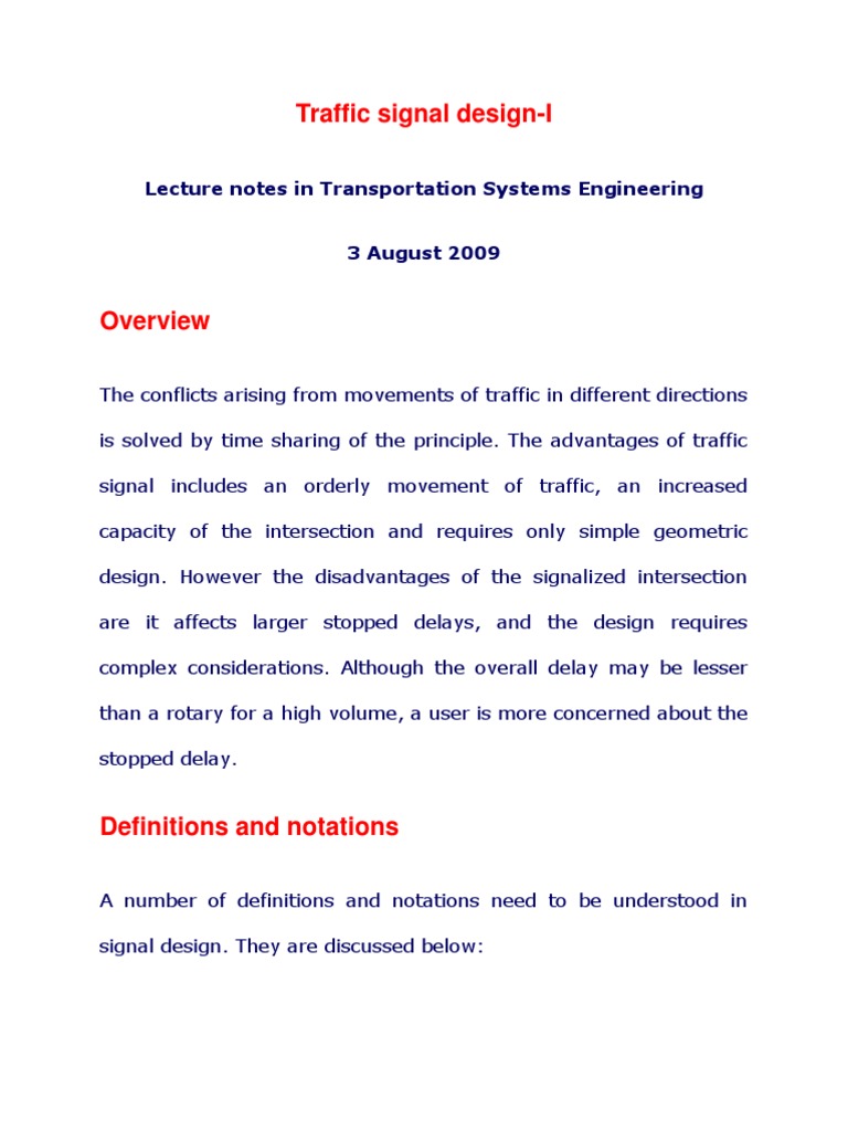 Traffic Signal Design | PDF | Traffic | Traffic Light