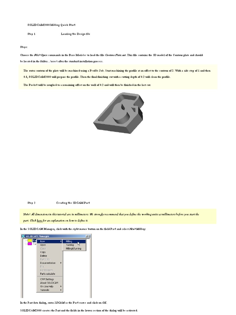 SOLIDCAM2000 Milling Quick Start: A Step-by-Step Guide to Creating 2.5D Milling Jobs for ...