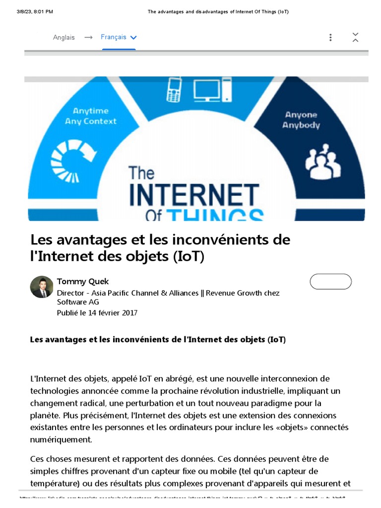 The Advantages and Disadvantages of Internet of Things (IoT) | PDF