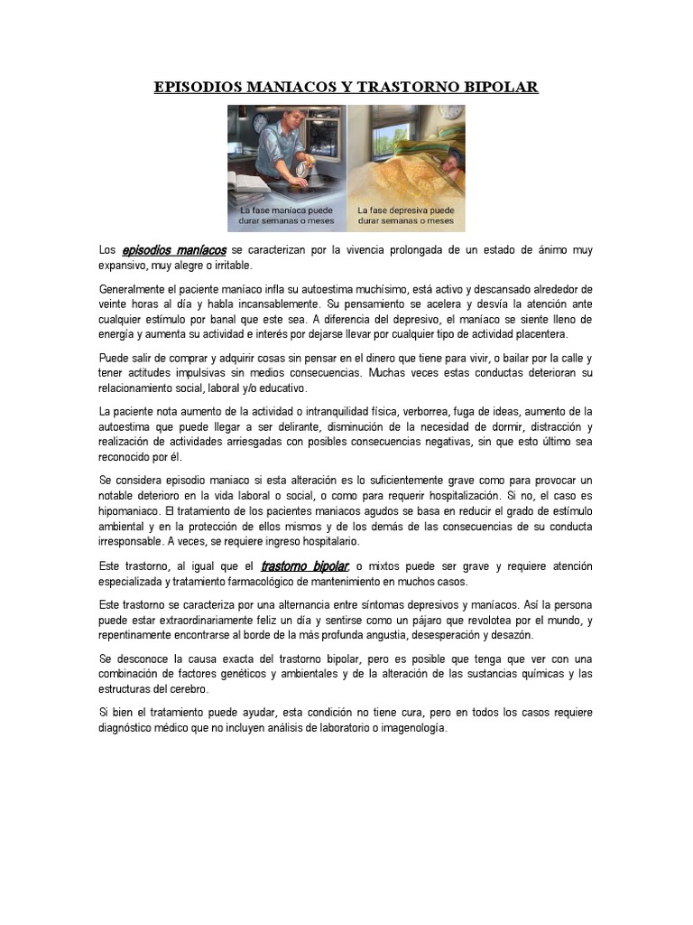 Episodios Maníacos y Trastorno Bipolar | PDF | Manía | Desorden bipolar