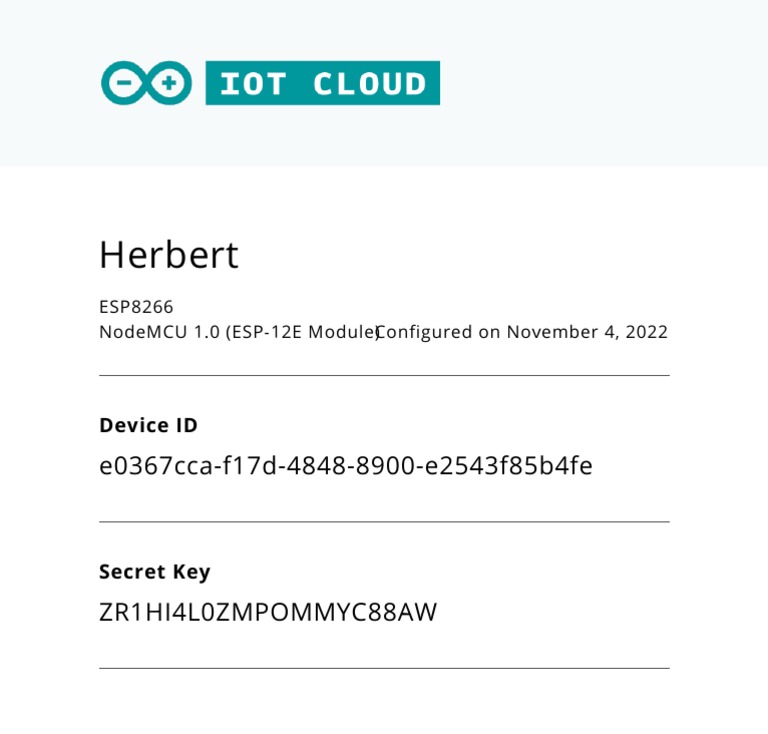 Arduino Device Secret Key Pdf
