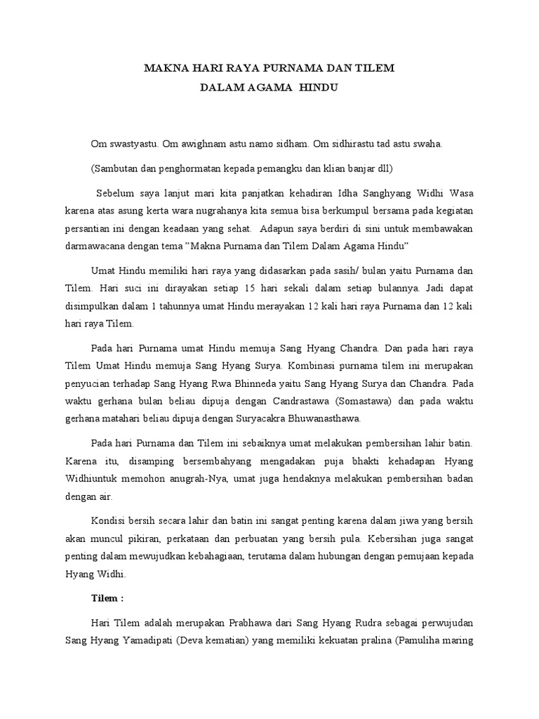 Makna Hari Raya Purnama Dan Tilem | PDF