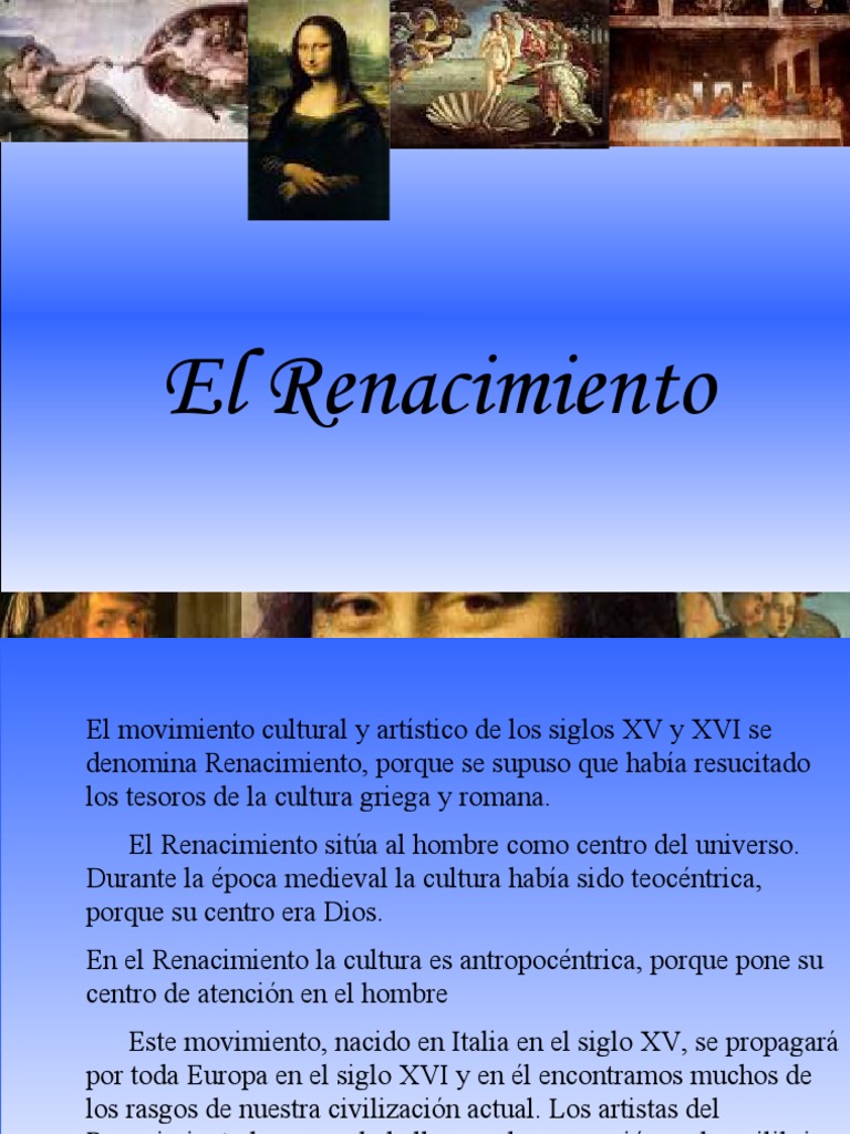 El Renacimiento: Resurgimiento de la cultura clásica y exaltación del hombre | PDF ...