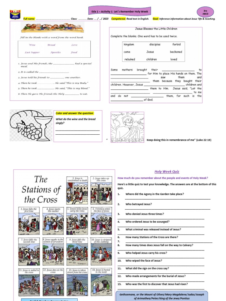 Activity 1 For Holy Week 2023 | PDF | Jesus | Gospel Episodes