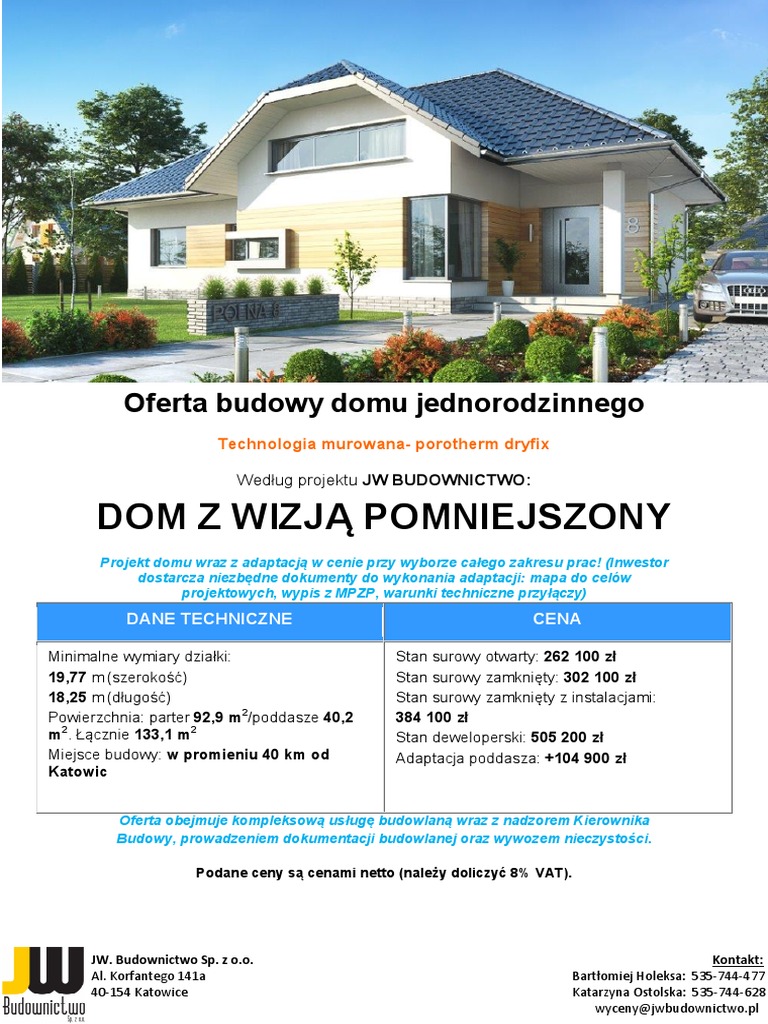 Dom Z Wizją Pomniejszony: Oferta Budowy Domu Jednorodzinnego | PDF
