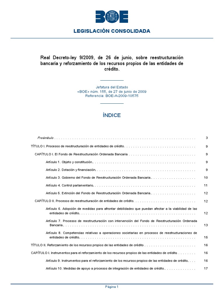 BOE-A-2009-10575-consolidado | PDF | Bancos | Economias