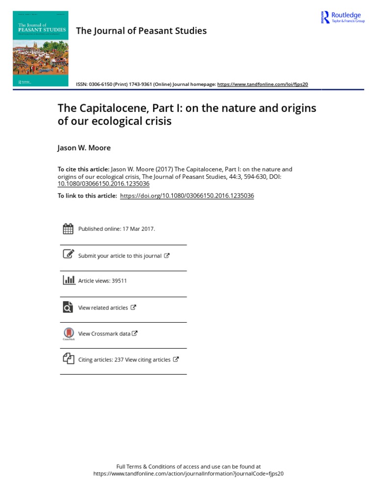 J. Moore, The Capitalocene Part I On The Nature and Origins of Our Ecological Crisis | PDF