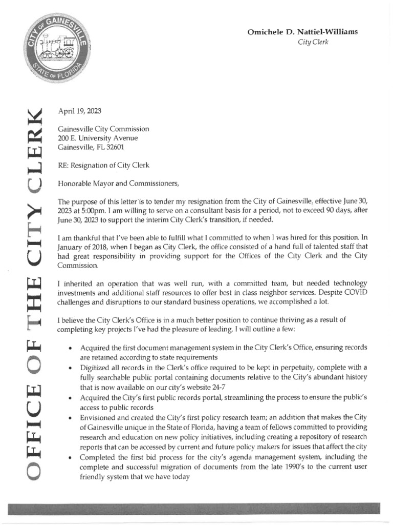 City Clerk Letter | PDF