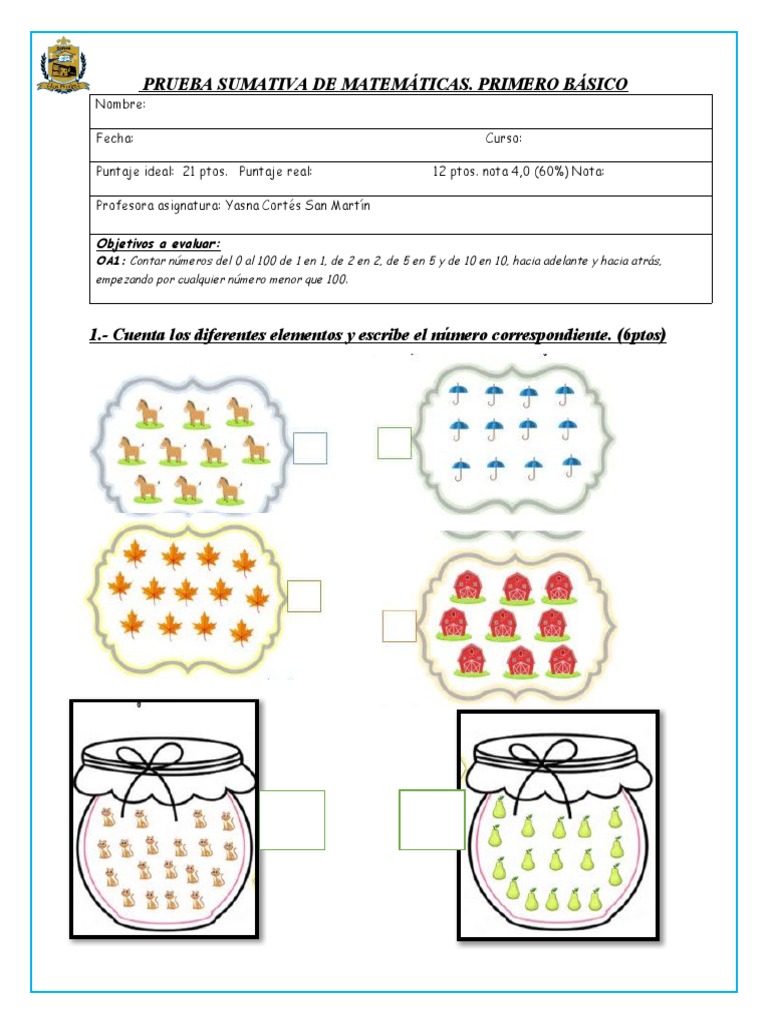 Prueba Conteo | PDF | Métodos y materiales de enseñanza