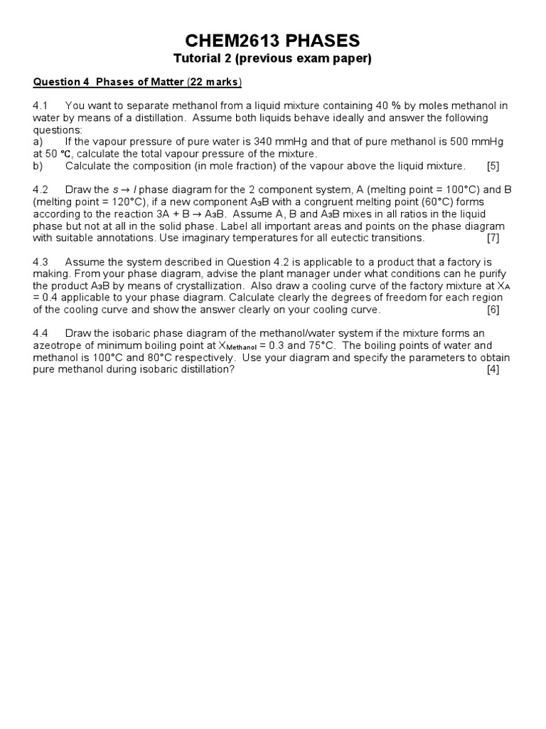 CHEM2613 PHASES Tut2 2023 | PDF | Teaching Methods & Materials
