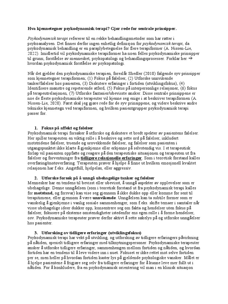 Psykodynamisk Terapi | PDF