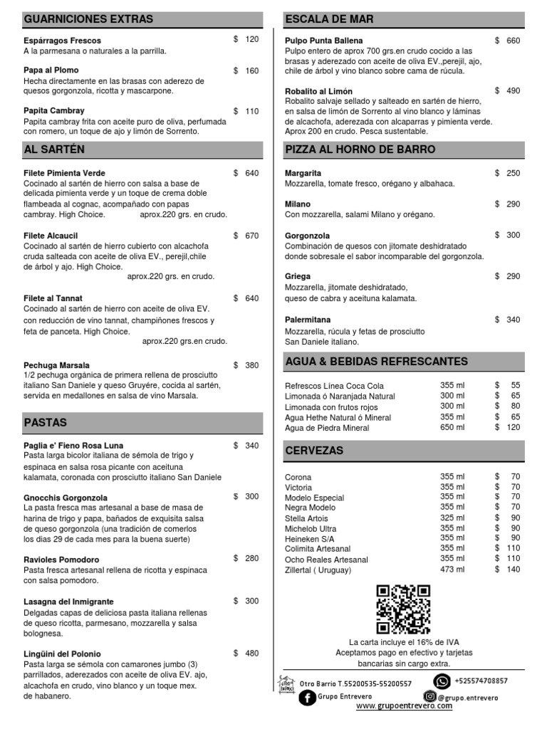 Menu Otro Barrio Trasera | PDF | Queso | Eruca Sativa