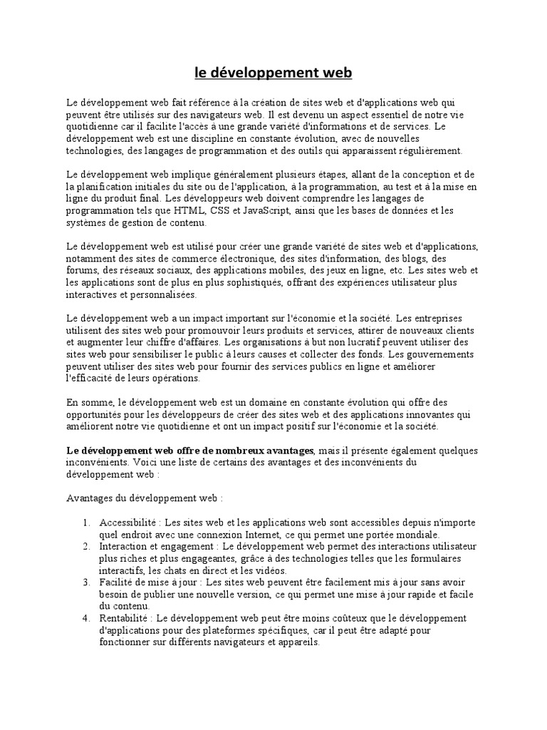 Le Développement Web | PDF | Internet | Internet et Web