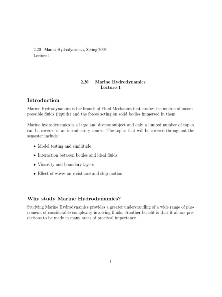 Marine Hydrodynamics | PDF | Fluid Dynamics | Stress (Mechanics)