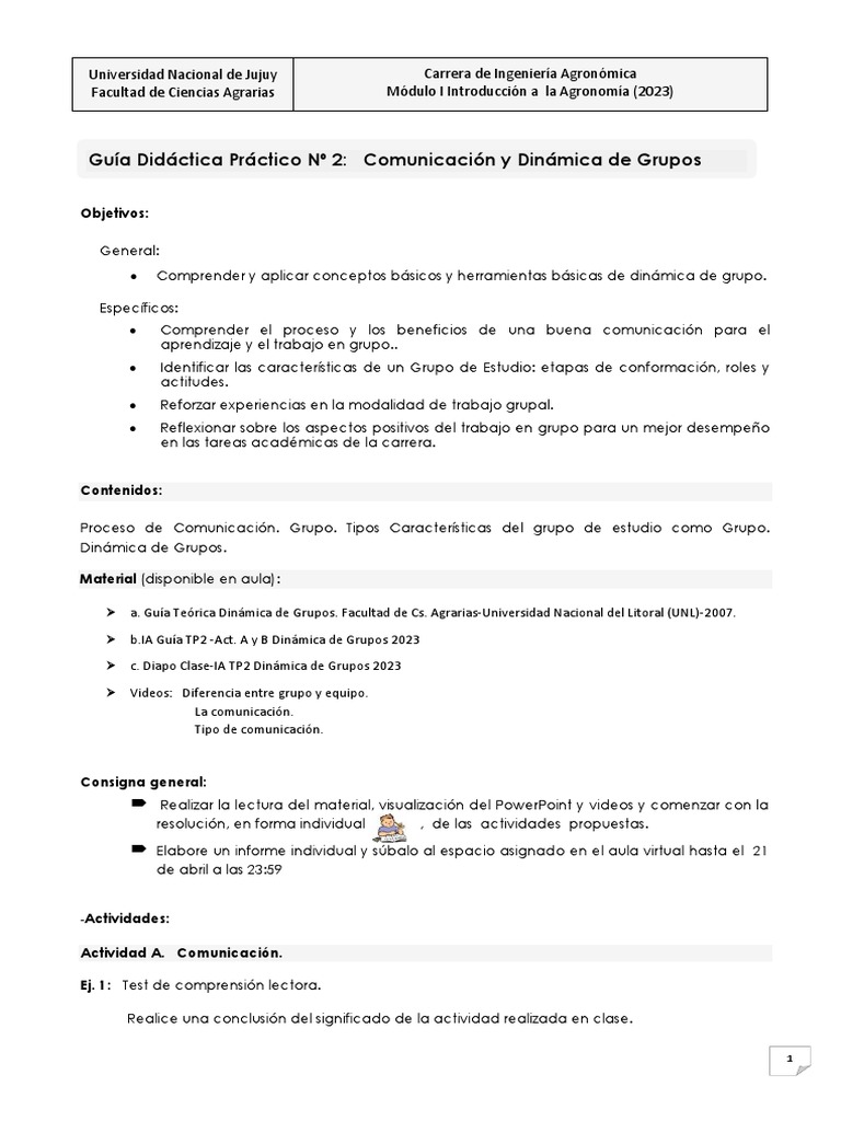 B. IA Guía TP 2-Act A y B Dinámica de Grupos 2023 | PDF