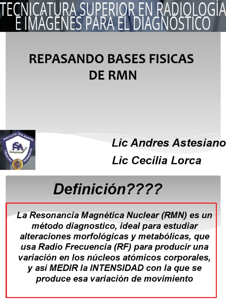 Bases Fisicas RMN | PDF | Resonancia magnética nuclear | Núcleo atómico