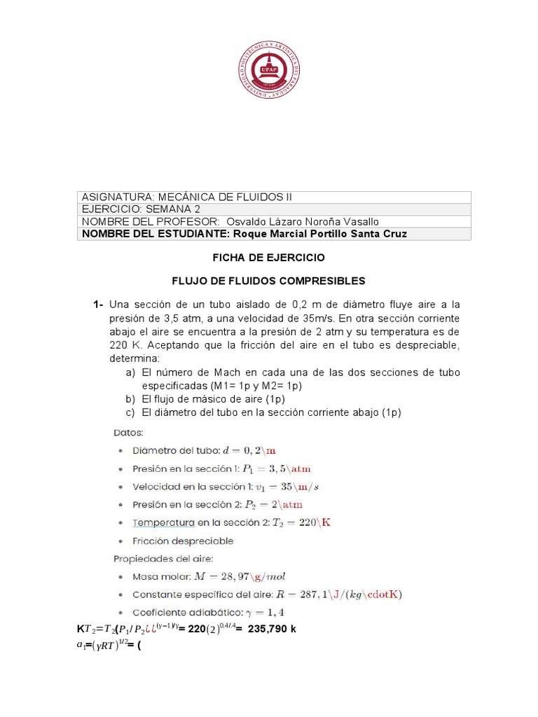 Semana Iii y Iv - Ejercicio - Mecánica de Fluidos Ii | PDF