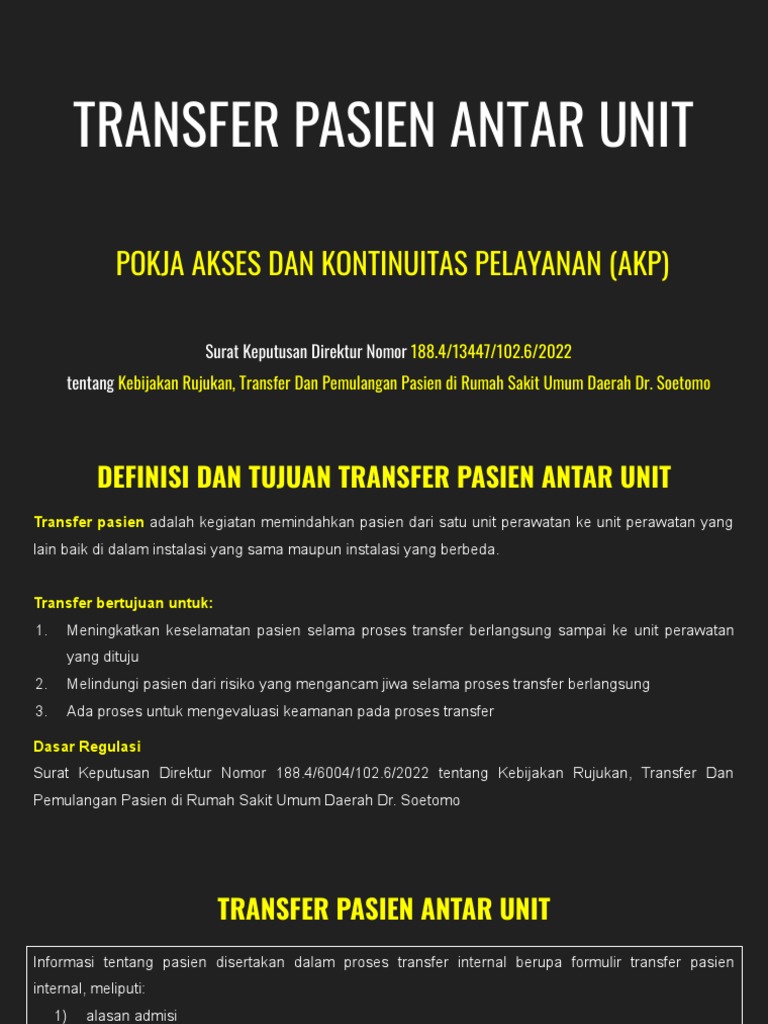Transfer Pasien Antar Unit - Pokja Akp | PDF