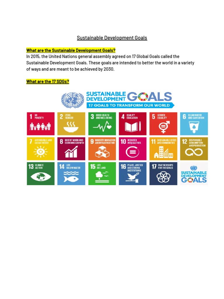 What Are The Sustainable Development Goals? | PDF | Hunger | Sustainability