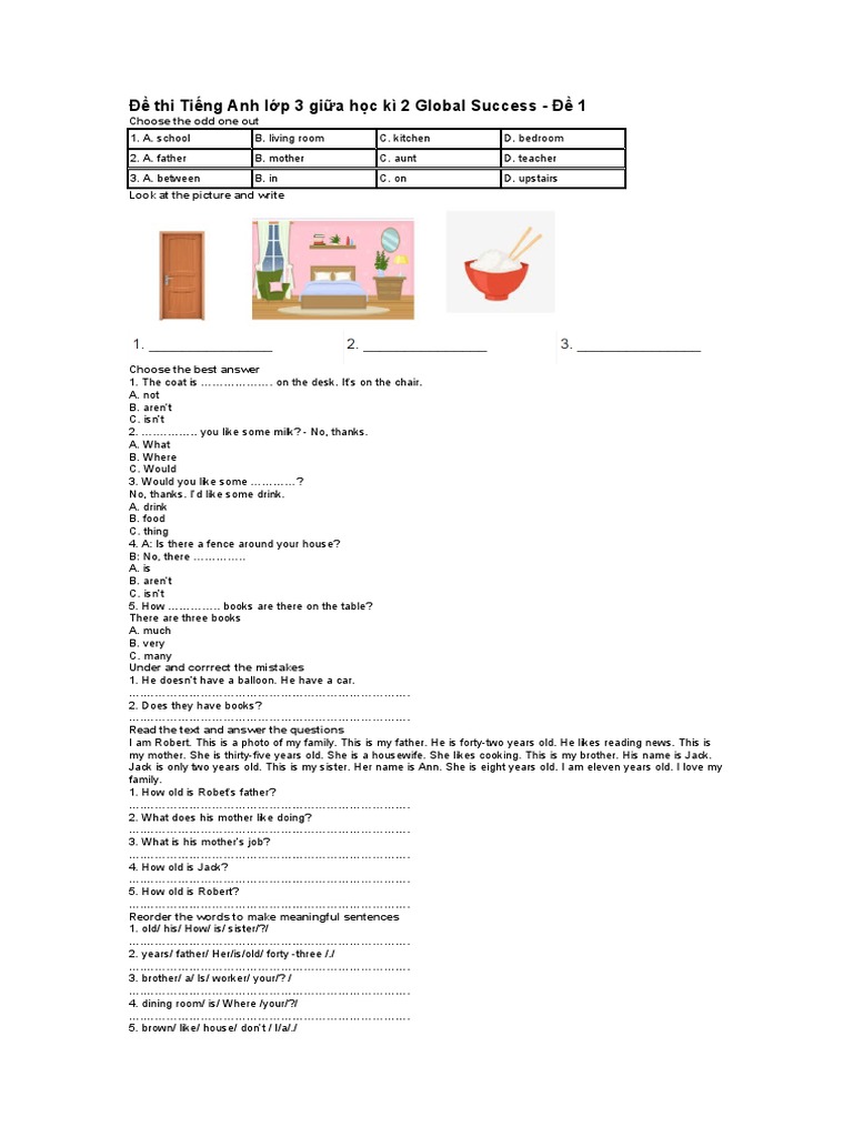 Đề thi Tiếng Anh lớp 3 giữa học kì 2 Global Succes | PDF | Vietnamese People | Vietnam