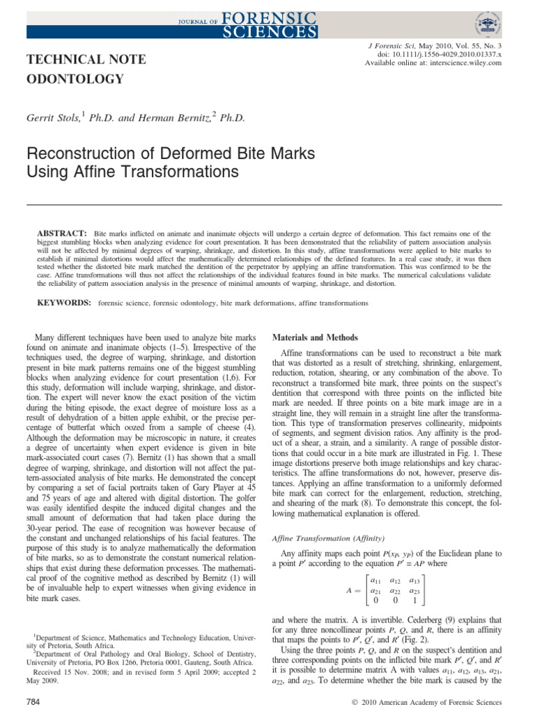 Reconstruction of Deformed Bite Marks Using Affine Transformations ...