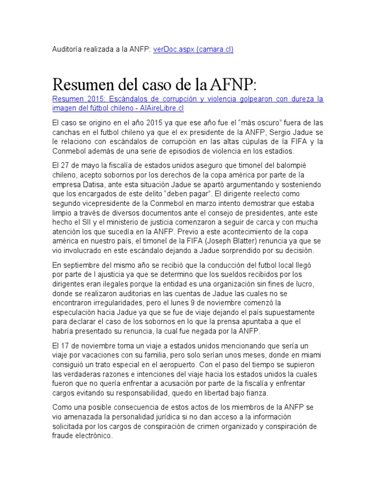 Auditoría Realizada A La ANFP | PDF
