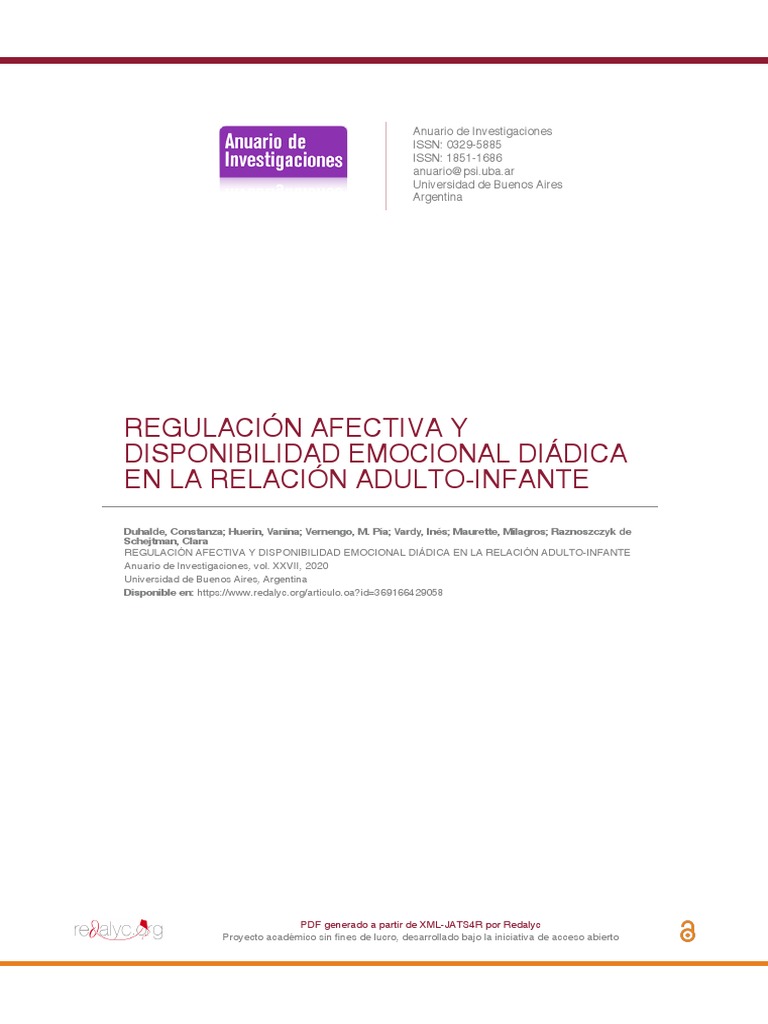 Regulación Afectiva Y Disponibilidad Emocional Diádica en La Relación ...