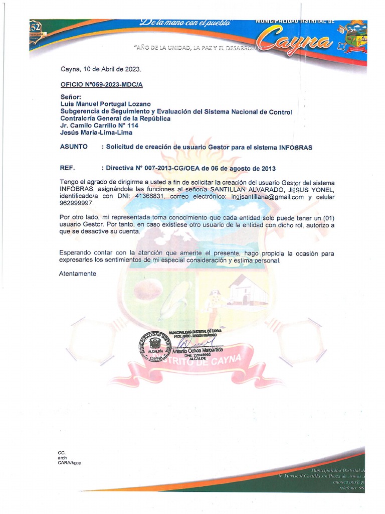 Oficio #059 - 2023 Mdc-A | PDF