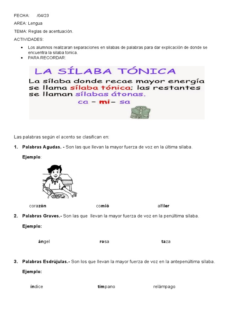 Reglas de Acentuación y Sílaba Tónica | PDF | Sílaba | Comunicación humana