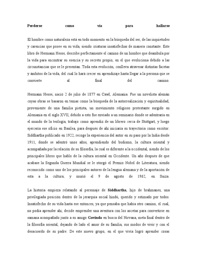 Ensayo Acerca de Siddhartha | PDF | Conocimiento | Amor