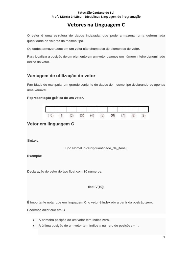 Vetores Na Linguagem C | PDF