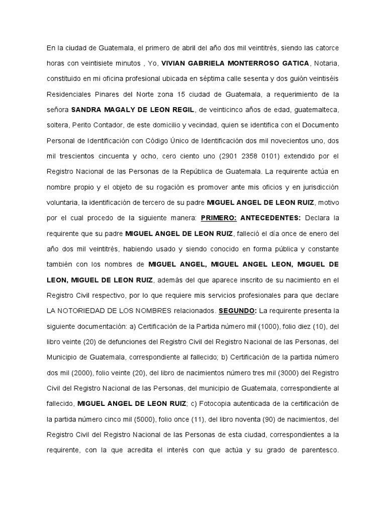 Acta de Requerimiento de Identificación de Tercero | PDF Acta de Requerimiento de Identificación de Tercero | PDF